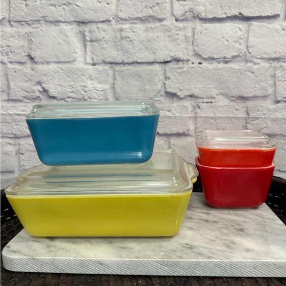 Pyrex | Kitchen | Vintage Pyrex Refrigerator Dish Set Primary Colors 53 ...
